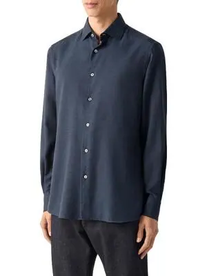 Zegna Cashco Cashmere & Cotton Button-up Shirt - Blue