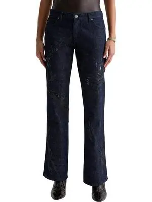 Ag Angel Embroidered Low Rise Bootcut Jeans - Flow