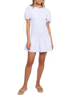 PETAL & PUP Kaelyn Gingham Smocked Mini Dress - Blue Gingham