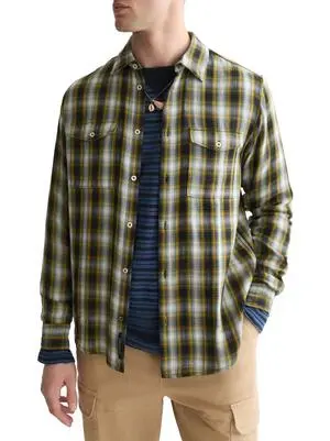 Scotch & Soda Relaxed Fit Plaid Double Face Cotton Button-up Shirt - Meteorite Check