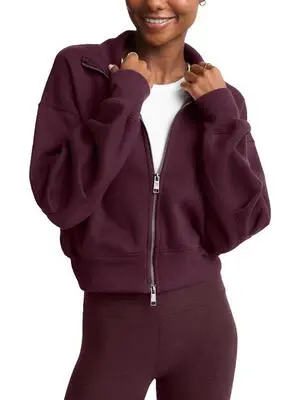 Beyond Yoga Luxe Fleece Double Zip Jacket - Cabernet