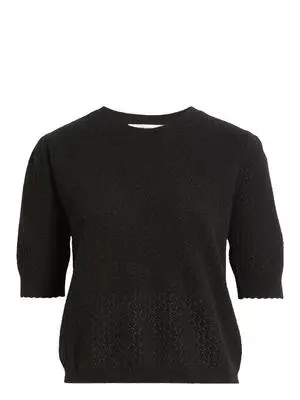 FRAME Gathered Honeycomb Cashmere Sweater - Black