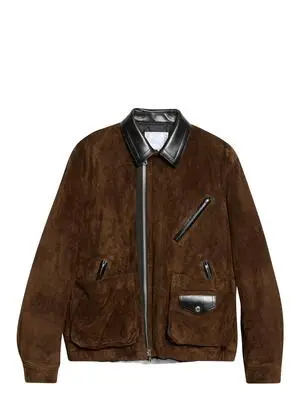 Sacai Suede And Leather Trimmed Bomber Jacket - Brown
