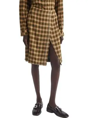 WALES BONNER Cosmic Check Skirt - Jade/ocre/oyster