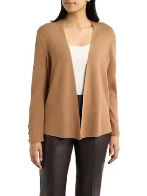 Anne Klein AK ANNE KLEIN Side Slit Fine-Gauge Cardigan Vicuna