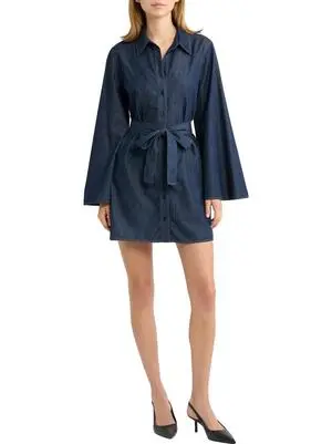 FRAME Tuxedo Mini Dress With Bell Sleeves - Rinse