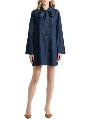 FRAME Tuxedo Mini Dress With Bell Sleeves - Rinse