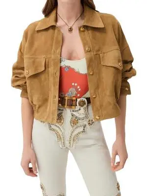 Versace Versace Lambskin Suede Blouson Jacket Natural