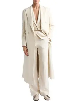 Eleventy Eleventy Herringbone Wool Blend Duster Jacket 00 Ivory