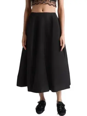 Simone Rocha Sculpt Ripple Taffeta Midi Skirt - Black