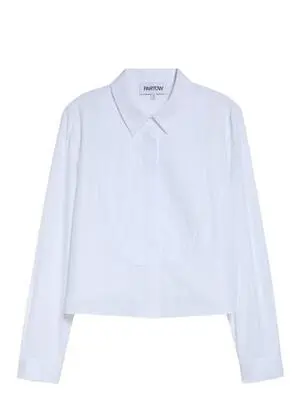 Partow Warren Cropped Stripe Bib Cotton Poplin Button-up Shirt - White