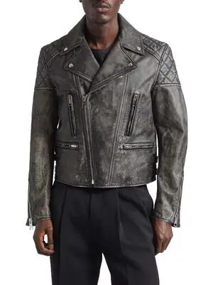 Givenchy Sunflower Back Leather Biker Jacket - Faded Black