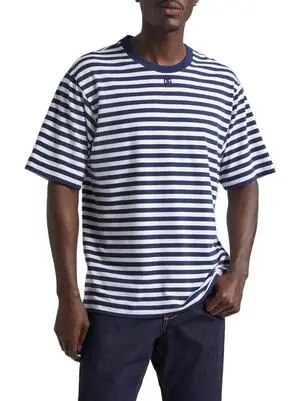 DOLCE & GABBANA Embroidered Logo Stripe Stretch Cotton T-shirt