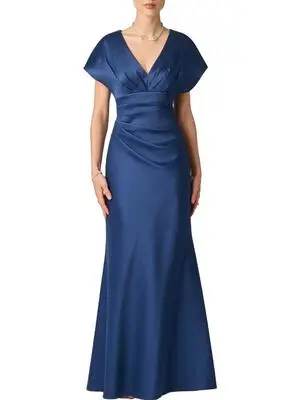 AIDAN MATTOX Aidan Mattox Pleated Stretch Mikado Gown