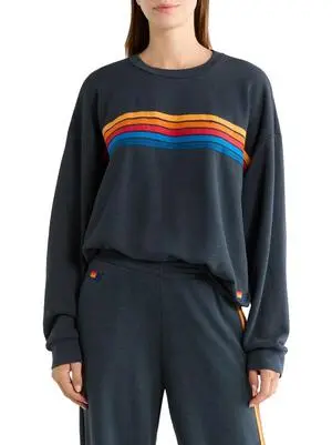 Aviator Nation 5-stripe" Crewneck Sweatshirt - Charcoal