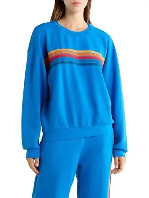 Aviator Nation 5-stripe" Crewneck Sweatshirt - Ocean