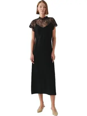 EXQUISE Iyla Crew Neck Midi Dress - Black