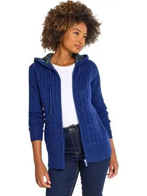 JOE BROWNS Cable Knit Zip Hoodie - Navy