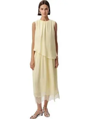 EXQUISE Alix Lace Hem Midi Dress - Yellow