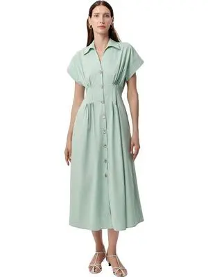 EXQUISE Reilly Shirt Collar Midi Dress - Mint