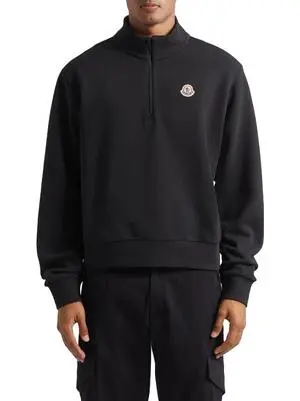 Moncler Quarter Zip Cotton Pullover - Black