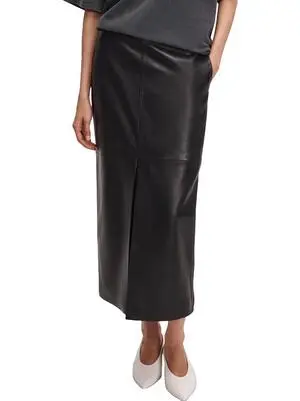 Rag & Bone Bessie Leather Midi Skirt - Black