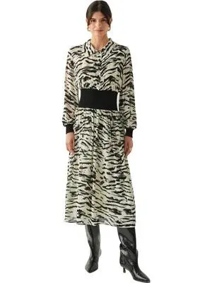 EXQUISE Paulina Midi Dress - Black-bone