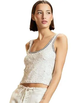 CYNTHIA ROWLEY Cynthia Rowley Sequin Embellished Scoop Neck Tank