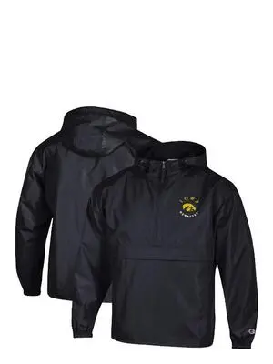 Champion Iowa Hawkeyes Packable Hooded Windbreaker Half-zip Jacket - Black