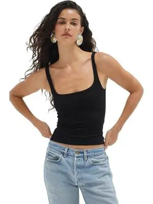 Lna Ribbed Scoop Neck Tank - Black