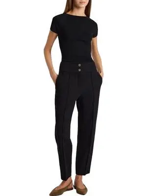 Santorelli Tania Slim Pant In Stretch Punto Milano - Onyx
