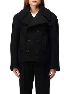 Saint Laurent Double-breasted Virgin Wool Coat - Black