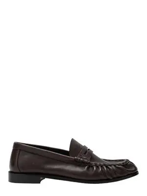 Saint Laurent Calfskin Leather Loafers - Brown