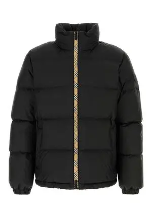 Burberry Snowdon Short Down Jacket With Check Taping - Multicolor