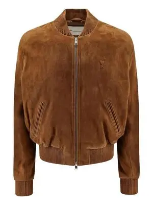 AMI Paris Suede Leather Zipped Jacket - Multicolor