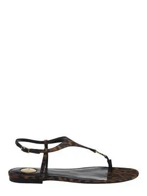 Saint Laurent Saint Laurent Leopard Print Strappy Heeled Sandals Black