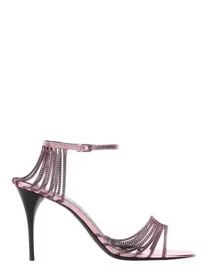Saint Laurent Chain Detail Heeled Sandals - Gray
