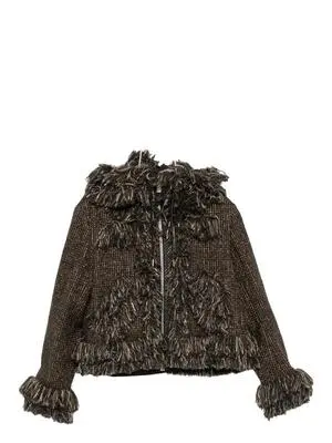 Sacai Textured Fringe Trimmed Hooded Jacket - Multicolor