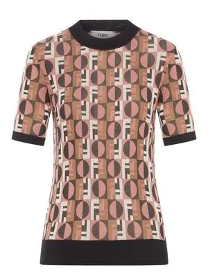 Fendi Geometric Pattern Jacquard Knit Top - Multicolor