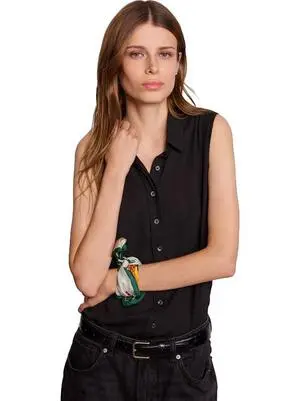 The Shirt By Rochelle Behrens Signature Sleeveless Shirt - Black