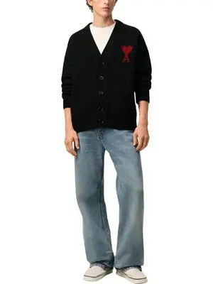 AMI Paris De Coeur Wool Cardigan - Multicolor