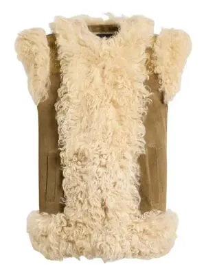 Etro Shearling Waistcoat With Embroidered Peacock Detail - Multicolor