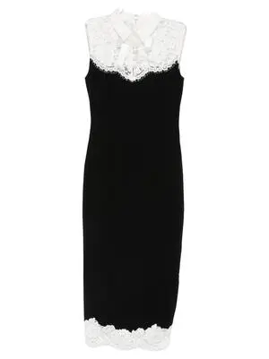SELF-PORTRAIT Lace Trimmed Collared Dress - Multicolor