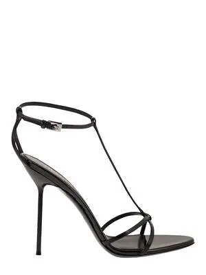 Paris Texas Lidia Patent Leather T-strap Stiletto Sandals - Black