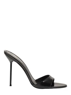 Paris Texas Lidia Mule 105 Patent Leather Open Toe Stiletto Heel Sandals - Black