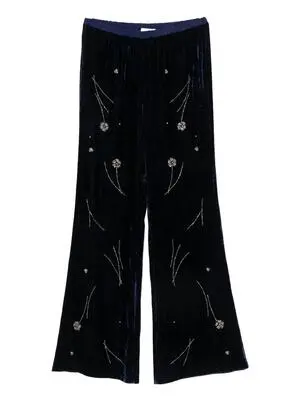 FORTE_FORTE Embroidered Velvet Trousers - Multicolor