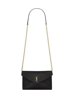 Saint Laurent Cassandre Small Chain Pouch In Lambskin - Black