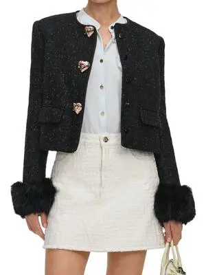 SELF-PORTRAIT Embellished Cropped Jacket - Multicolor