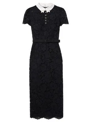 SELF-PORTRAIT Lace Dress With Peter Pan Collar And Belt Detail - Multicolor