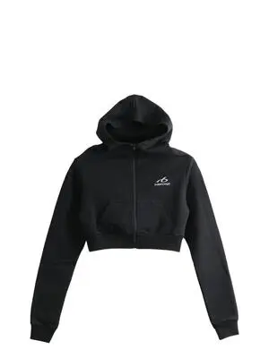 Balenciaga Cropped Cotton Sweatshirt With Logo - Multicolor